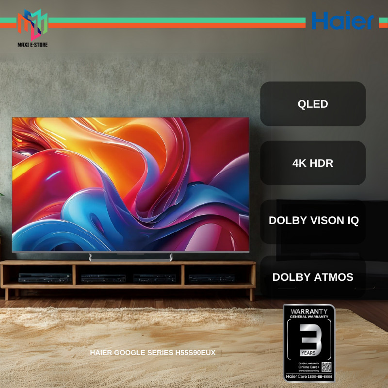 Haier H55S90EUX 4K S90E Google TV 55" / 65" QLED UHD Dolby Vison IQ & Dolby Atmos H55S90EUX ...