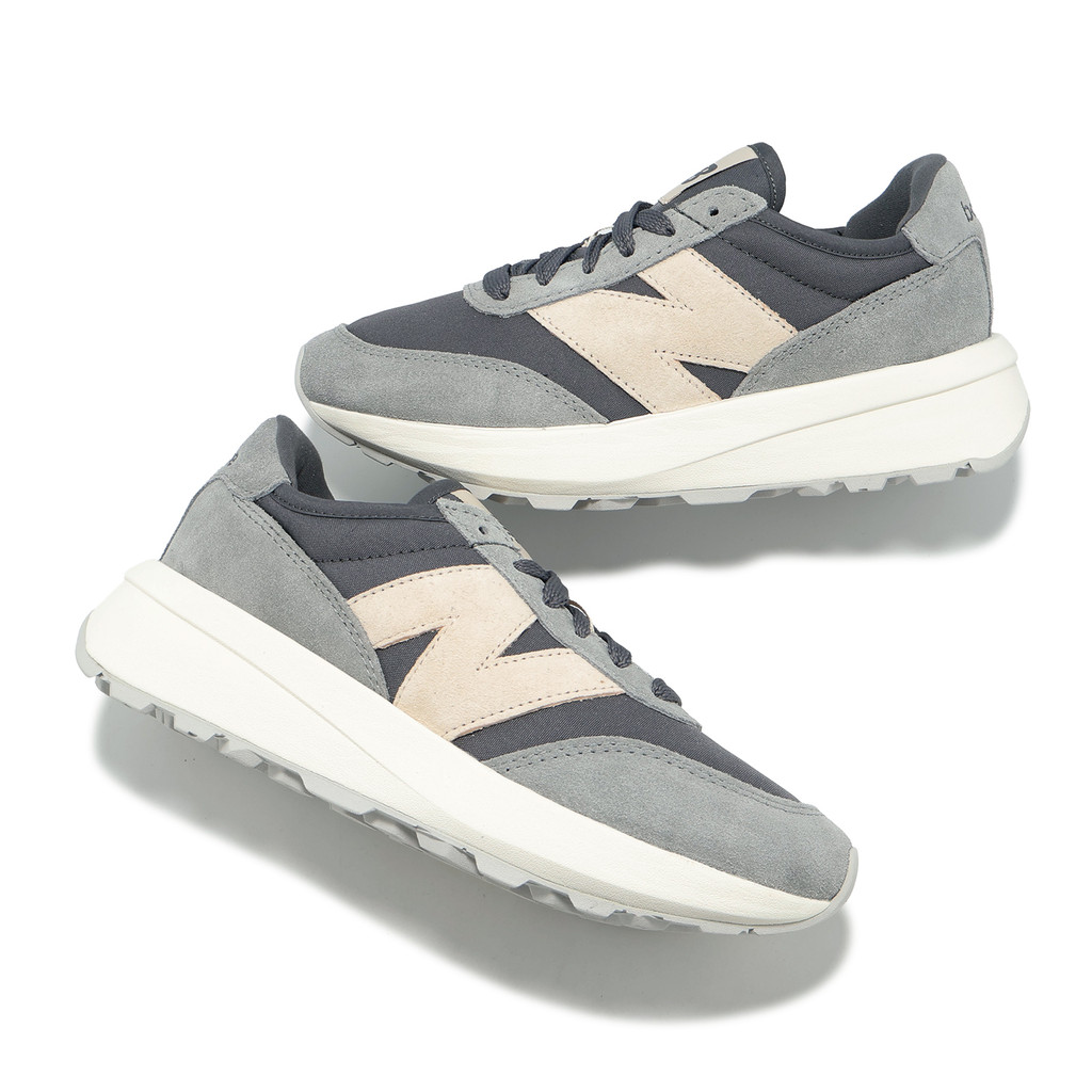 New Balance Casual Shoes 370 Men's Women's Gray Beige Retro Stitching ...