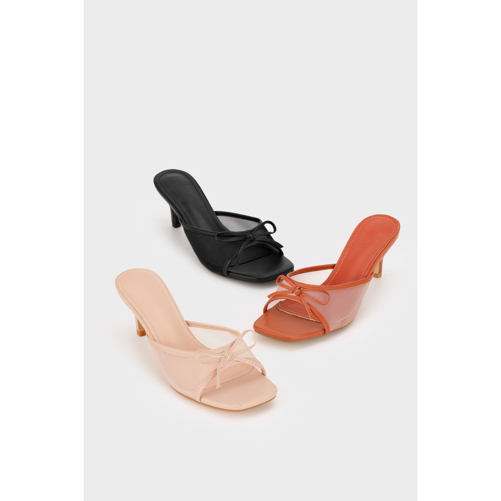 Nose Mesh Mid Heel Slide - Brown Kasut Slide Mesh Bertumit - Coklat ...