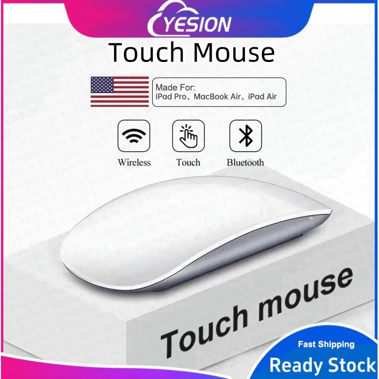 Bluetooth 5.0 Wireless Rechargeable Mouse Silent Multi Touch Mice Ultra ...