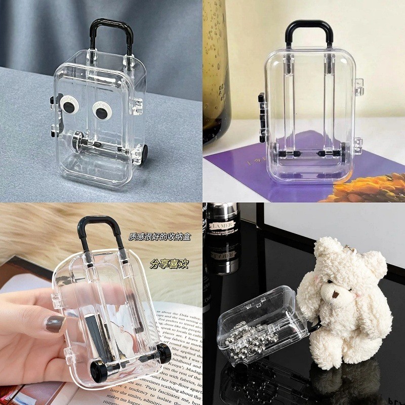 Creative Suitcase Jewelry Box Small Mini Plastic Transparent Luggage ...