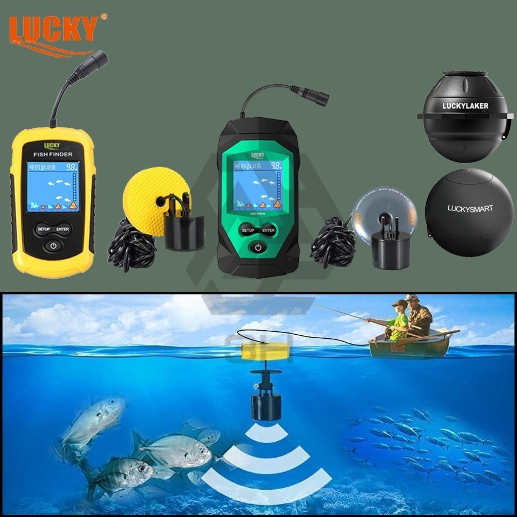 LUCKY Alat Sonar Ikan | Portable Fish Finder FF1108C | Depth Finder LCD ...