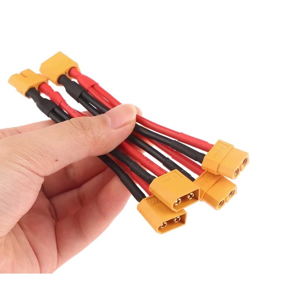 XT60 Male/Female Cable Parallel Battery Connector 3-Way 14AWG Silicone Wire Dual Extension Y ...