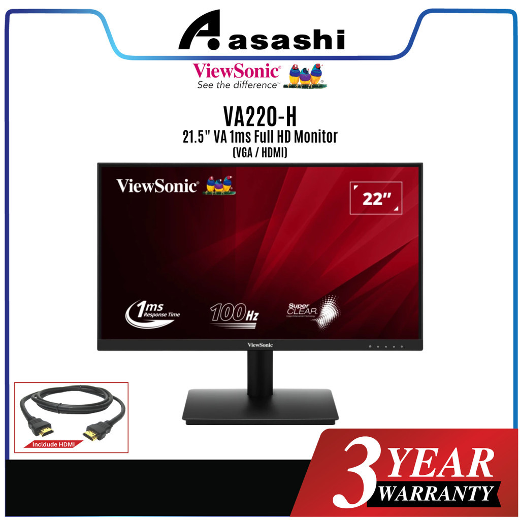 Viewsonic VA220-H 21.5" VA Monitor (VGA / HDMI) | Shopee Malaysia