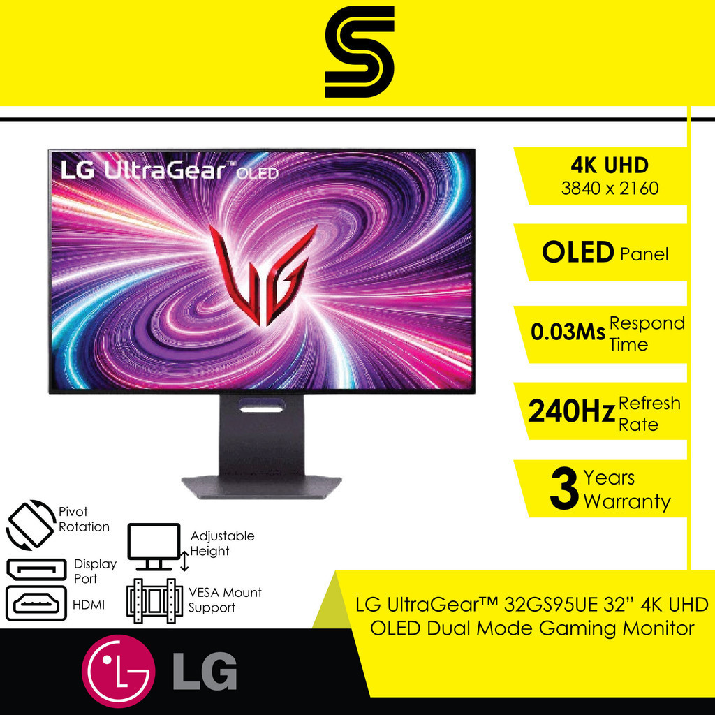 LG 32GS95UE UltraGear™ OLED Dual Mode 4K UHD 240Hz or FHD 480Hz Monitor ...