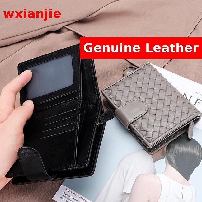 Inside Outside Full Leather Ladies Wallet Sheepskin Woven Short Wallet ...
