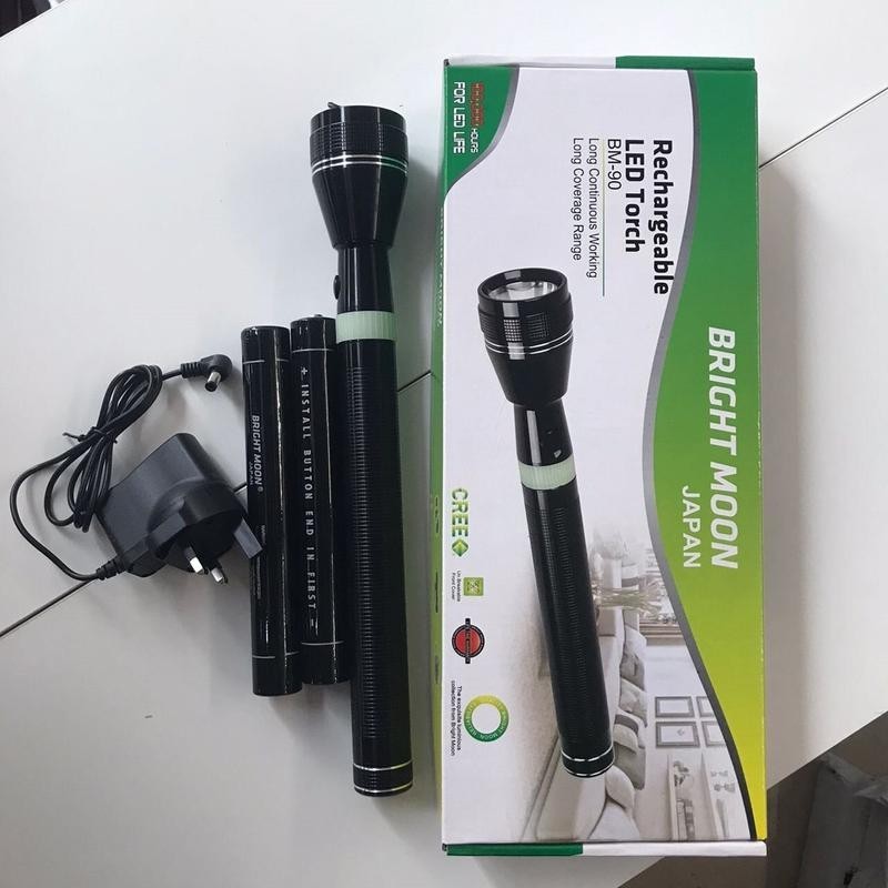Bright Moon Japan BM90 Rechargeable Flashlight Super Bright Torchlight With 2 ...