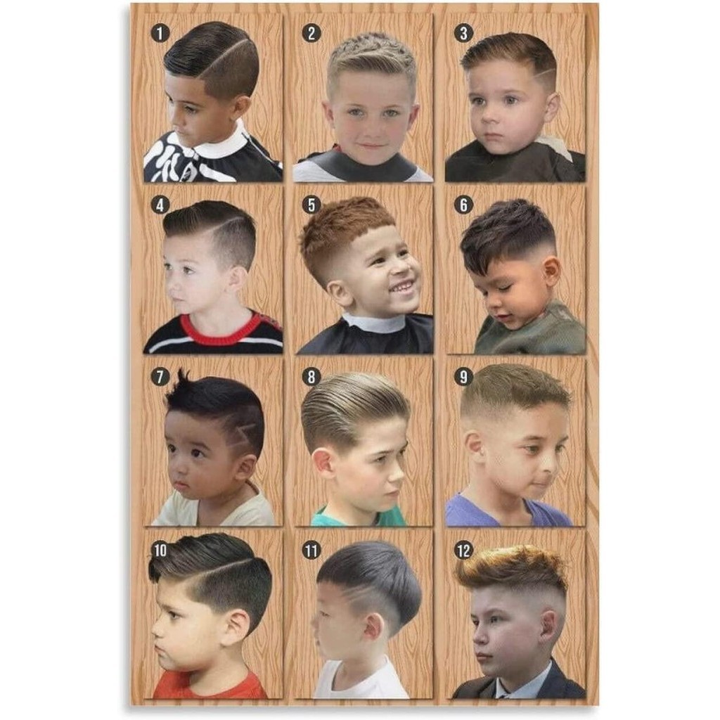 Modern Barber Shop Poster Pangkas Rambut Kids Hair Style Barber Canvas ...