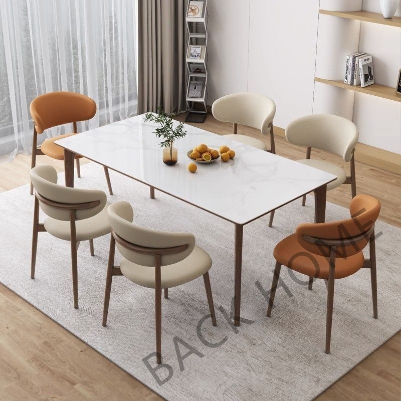 Nordic solid wood dining chair home modern simple light luxury back ...