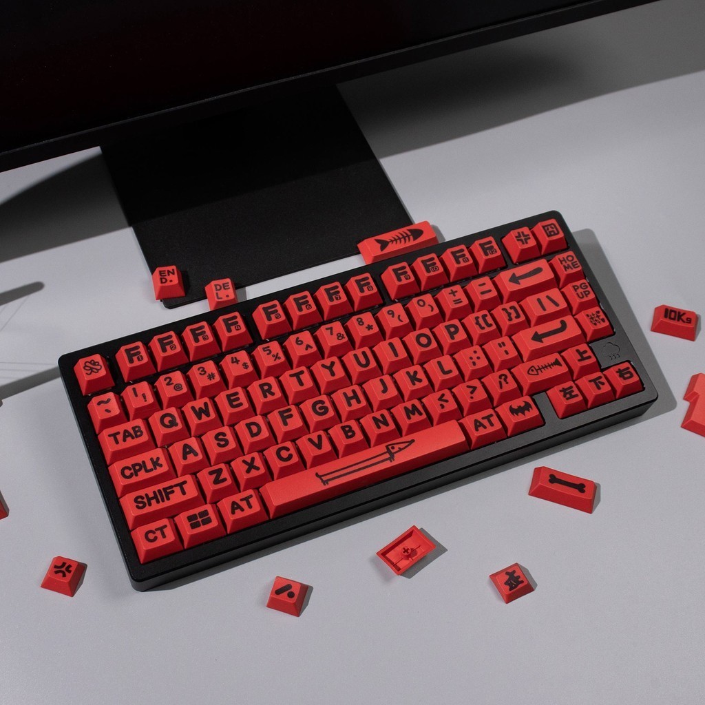 Animal Party Red Keycaps Big Font thickness 1.7mm PBT Cherry profile ...
