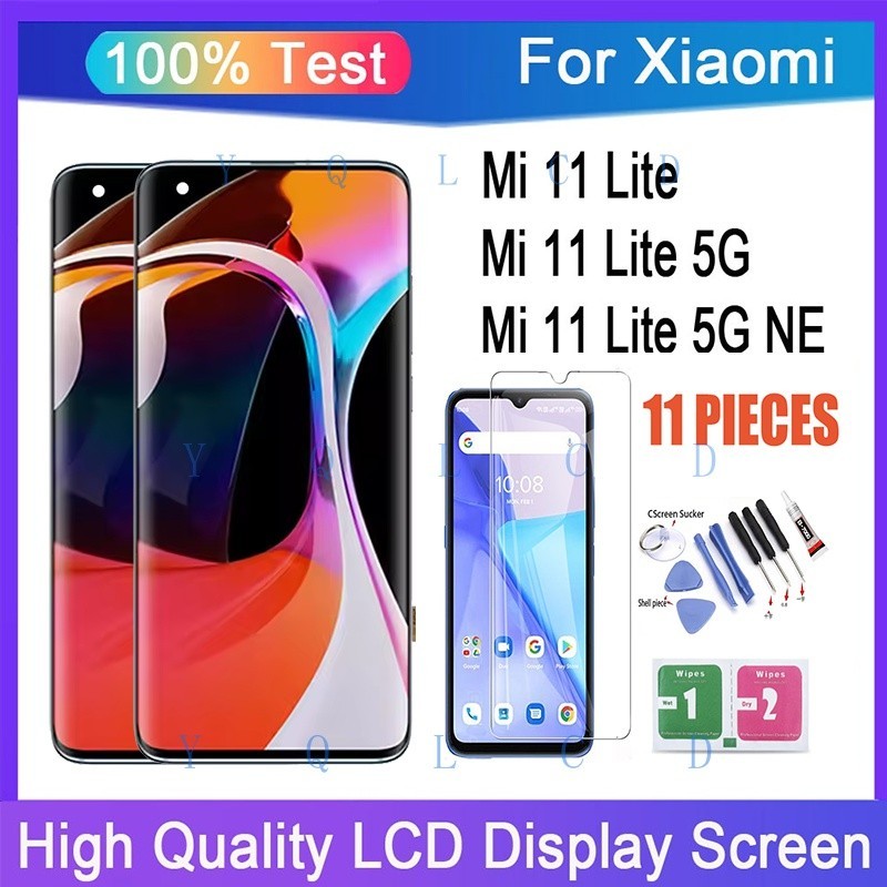 Original AMOLED Xiaomi Mi 11 Lite Mi 11 Lite 5G Mi 11 Lite 5G NE LCD Display Touch Screen ...