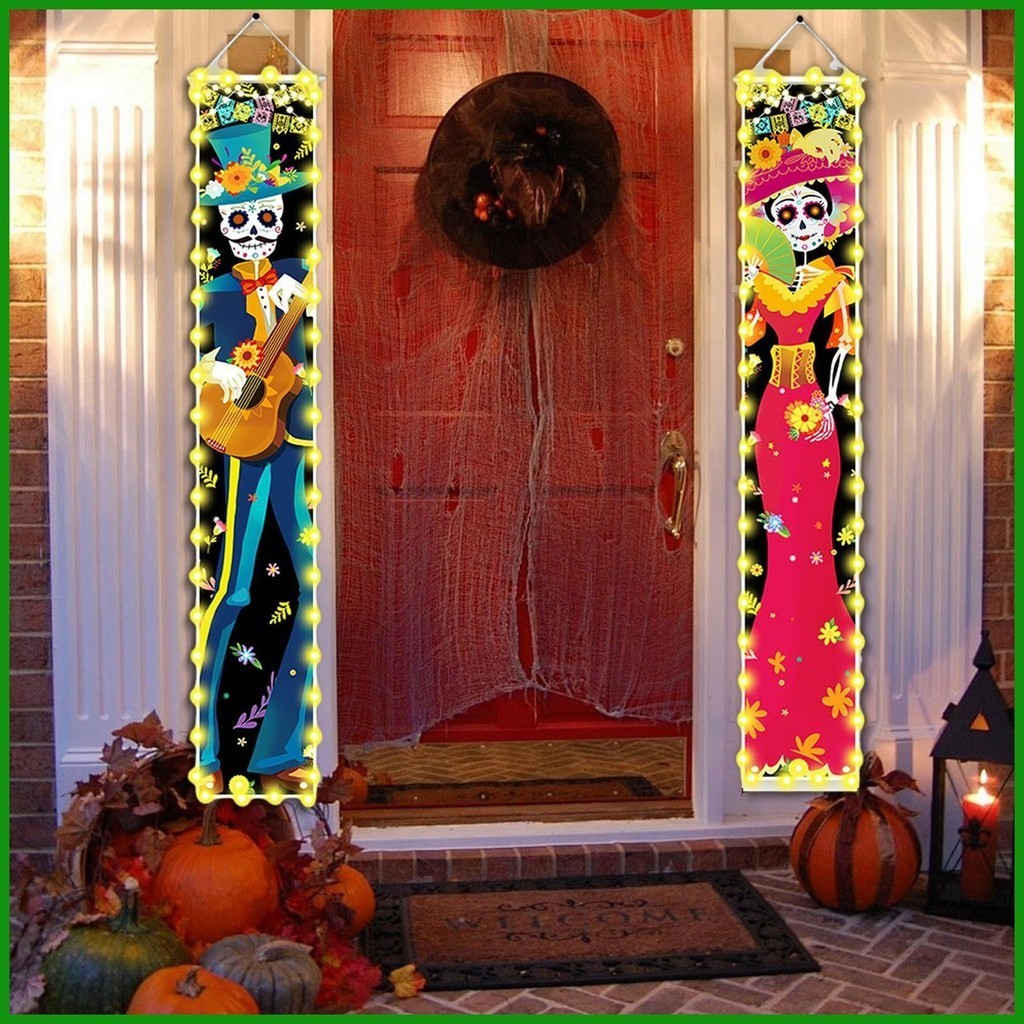 Halloween Banner Decorations Lighted Welcome Door Banner Front Door ...