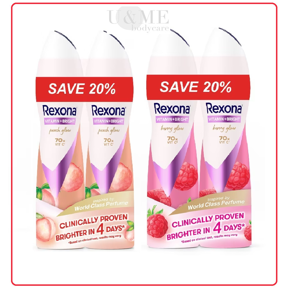 REXONA Vitamin Bright Peach Glow/ Berry Glow Spray Deo 2 x135ml ...