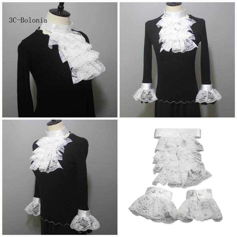 【PC】 Women Male Renaissance Detachable Ruffled Jabots Neck Collar Stage ...