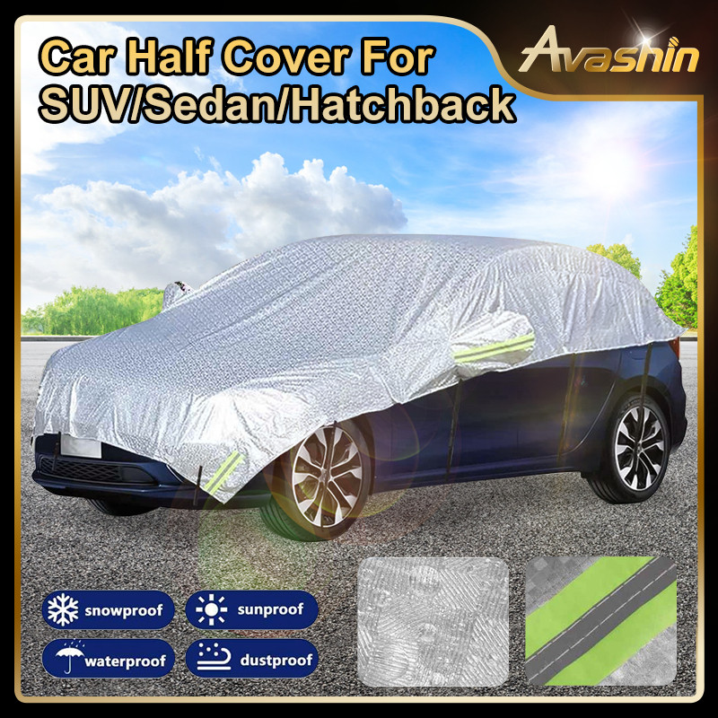 Universal Half Car Cover Outdoor Protection Sun UV Dust Resistant ...