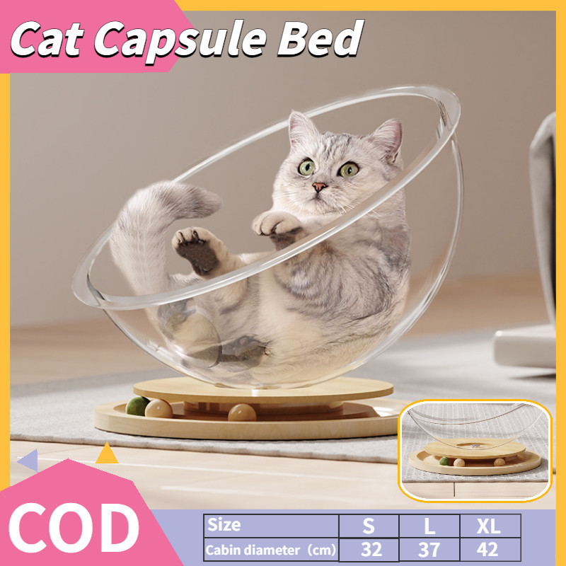 2-in-1 Cat Space Capsule Cat Bed Pet Nest Acrylic Cat Dog House Cat ...