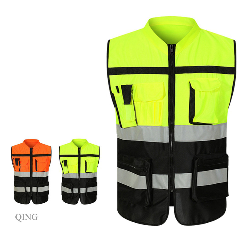 QJZB High Visibility Reflective Vest Working Clothes Motorcycle Cycling ...