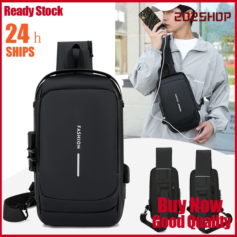 Locomotive chest bag high-capacity Men Anti-theft Lock Sling Bag ...