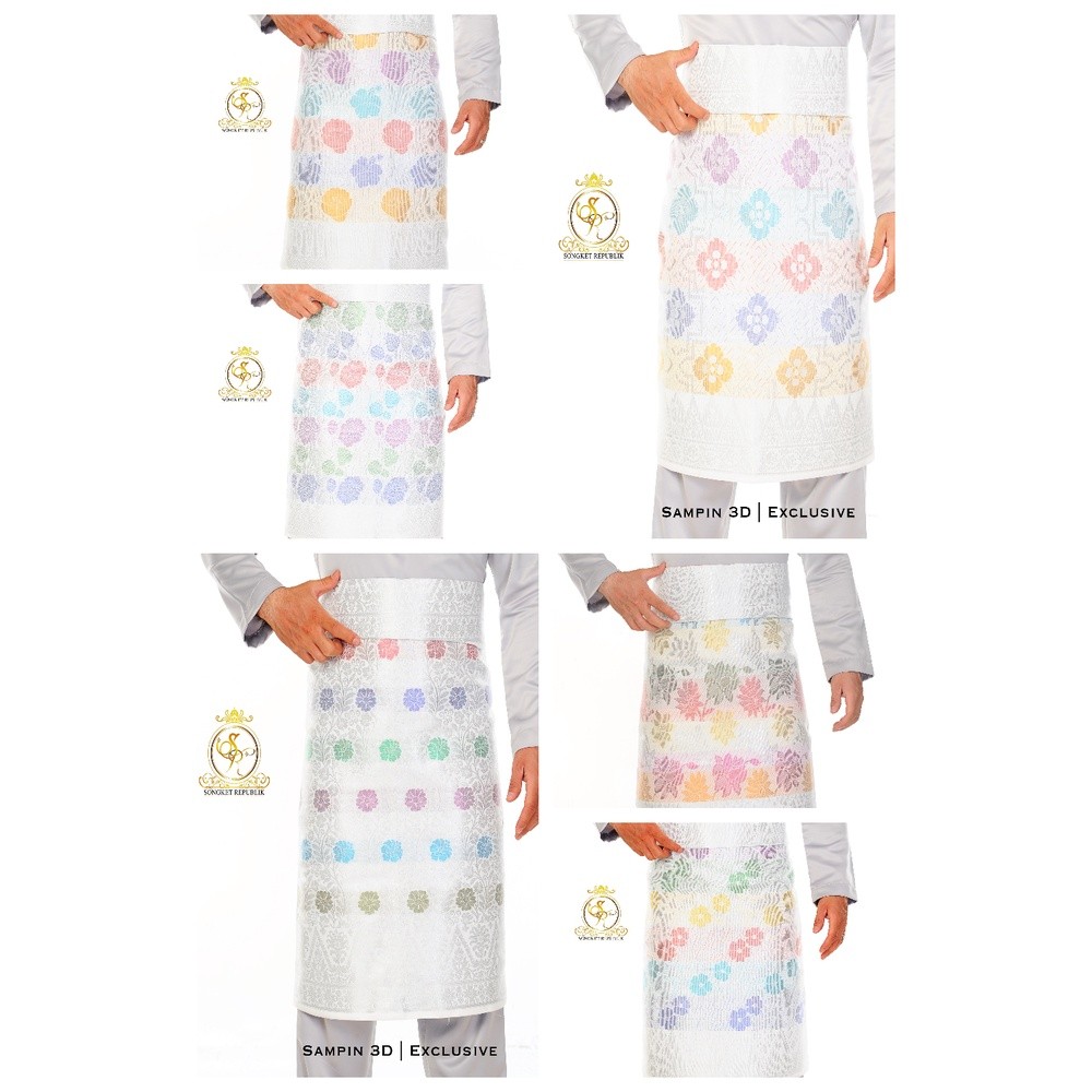 Songket Republik Sampin Tenun Asli Untuk Nikah Putih Silver Putih Gold ...