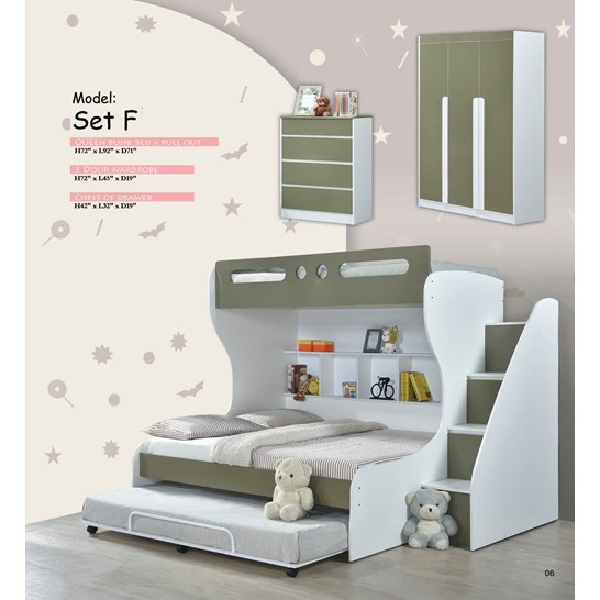 🔥𝙎𝙏𝑶𝑲 𝙏𝑬𝑹𝑺𝑬𝑫𝑰𝑨🔥Set F Katil Kanak-kanak Katil Queen Katil Single Almari ...