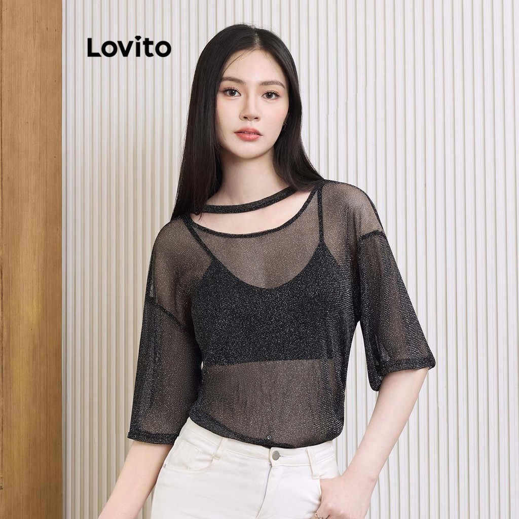 Lovito Casual Plain Cut Out T-Shirt for Women L99ED418 | Shopee Malaysia