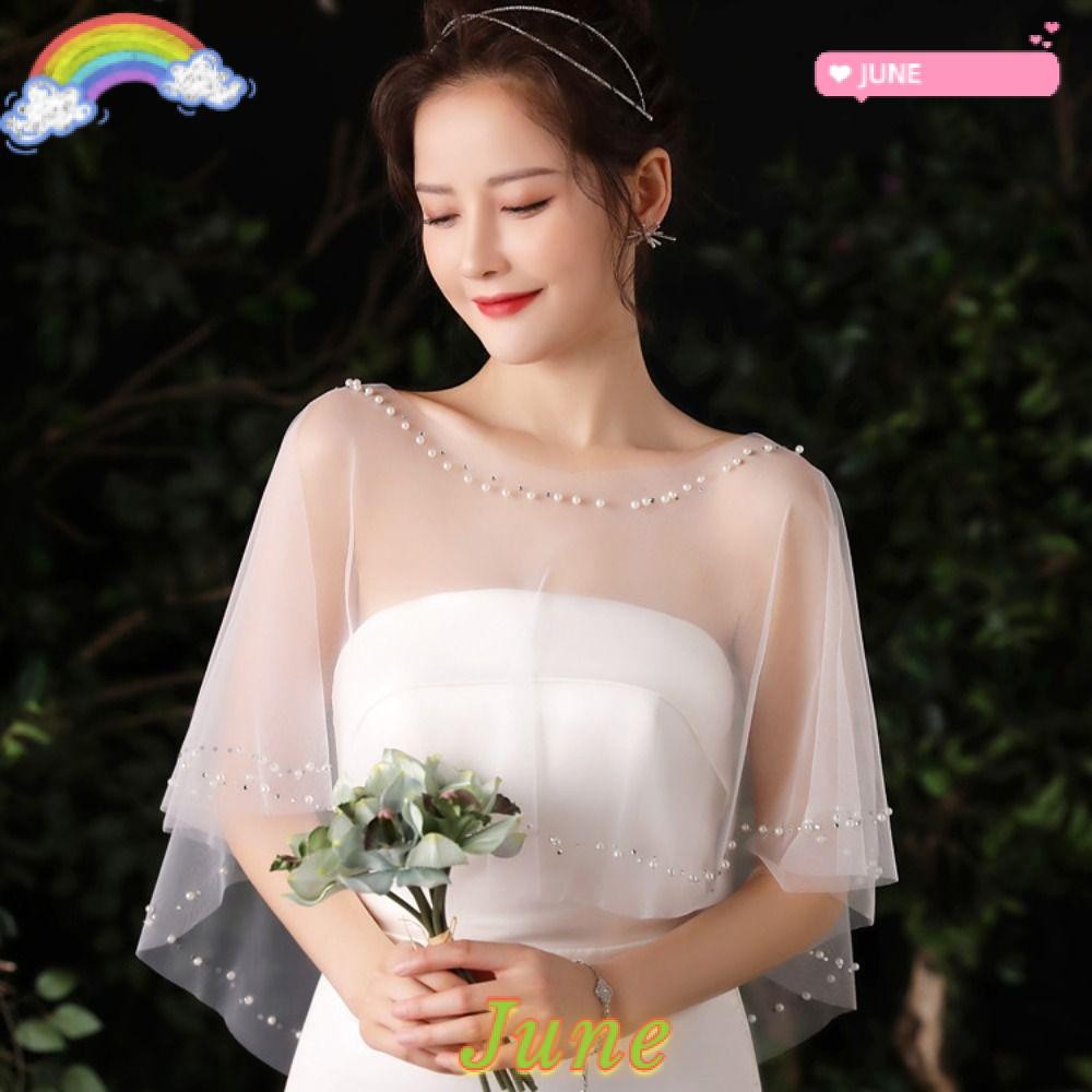 JUNE1 Bride Shawl Women Tulle Shawl Bridal Wrap Soft Cape Wedding ...