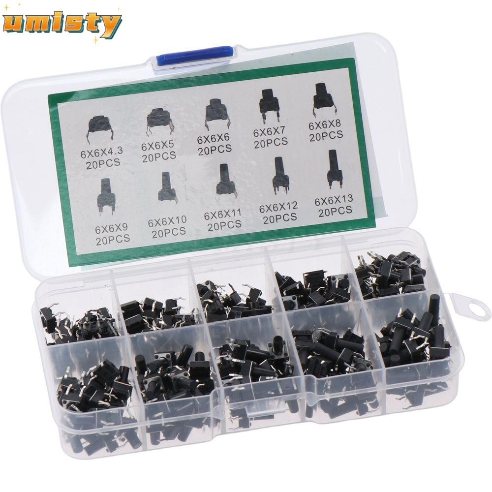 UMISTY 200Pcs Tactile Push Button, Mini 4 pin Micro Momentary Switch ...