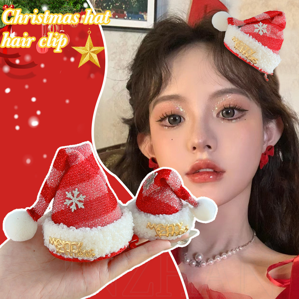 Snowflake Santa Hat Hairpin - Antlers Hair Clip - Christmas Duckbill ...