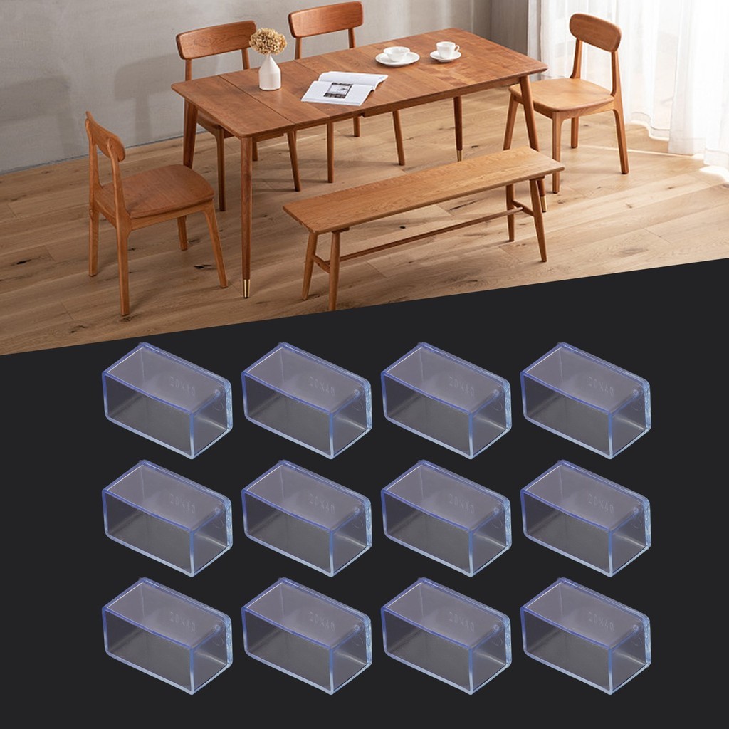 MUY 12 X PVC Chair Leg Rectangle Covers Furniture Table Feet Floor ...