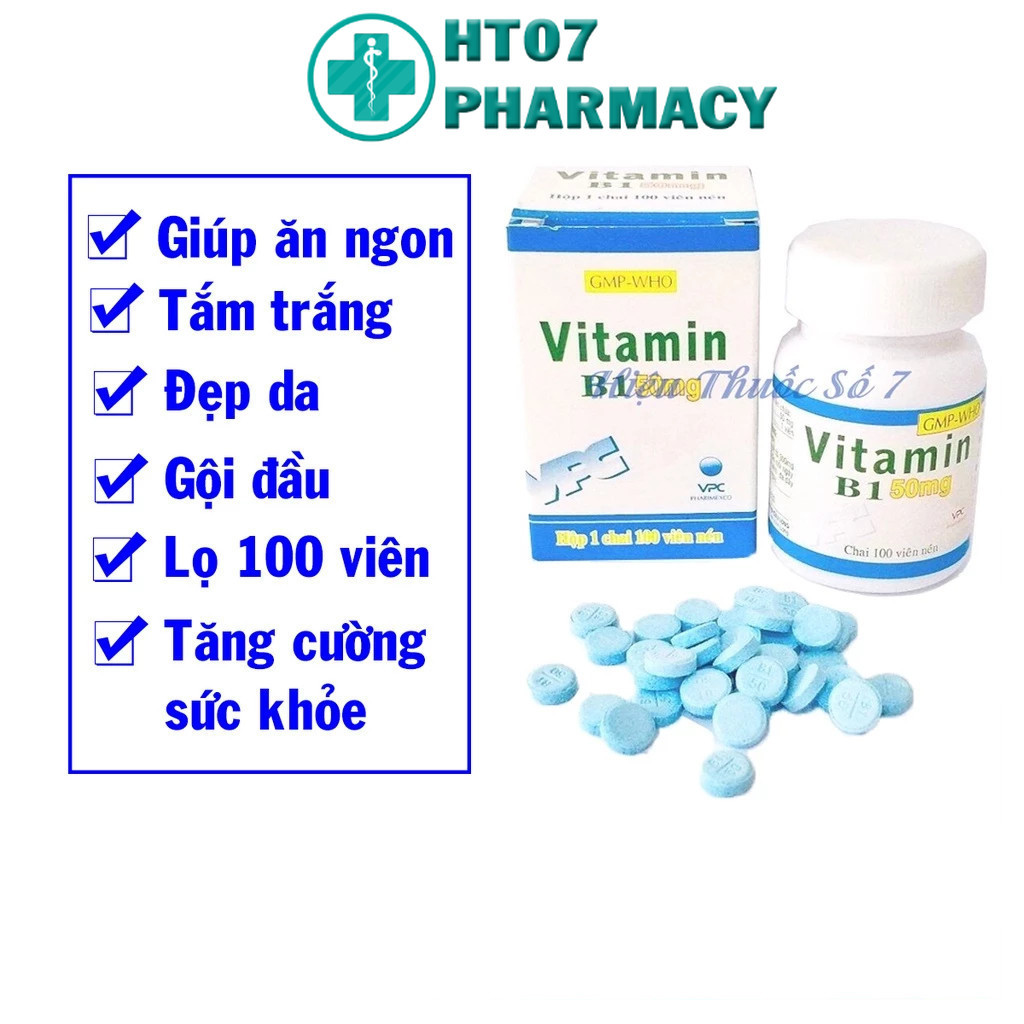 Vitamin B1 pills 50 mg bottle of 100 pills (Kuu Long Pharmaceutical ...