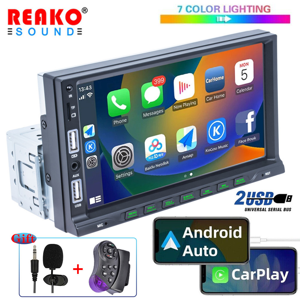 REAKOSOUND 1 din Universal 7''Car Radio Autoradio Carplay Multimedia Player Touch Screen Auto ...