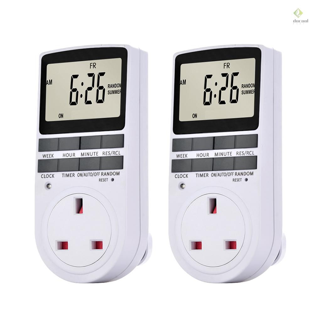 Pack Of 2 Digital Plug In Timer Socket Lcd Display 10 Programmable Switching Programs 24 Hours