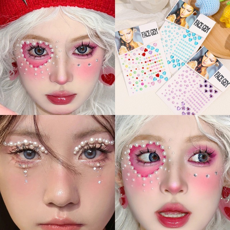 A Sheet 165 Pcs Crystal Beads Nail Art Eye Make Up Crystal Sticker ...