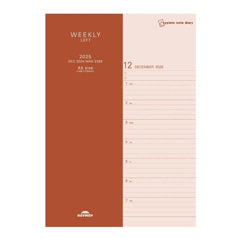 Lemay Fujii Schedule book 2025 System Notebook Diary Weekly Left A5 RFDR2577 Starts in December ...