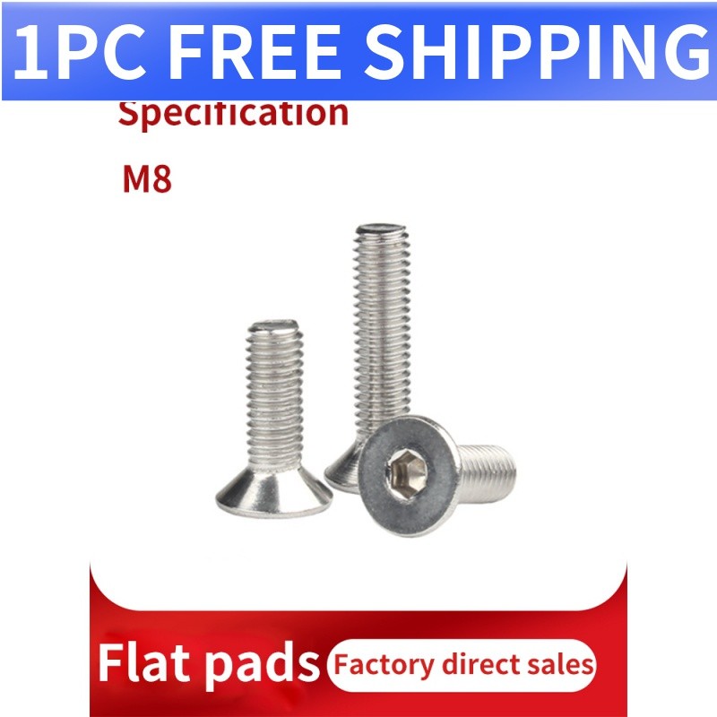 M8 Countersunk Screw Flat Head Screw 304 Stainless Steel SHINY SURFACE Allen Bolt DIN7991 Skru ...