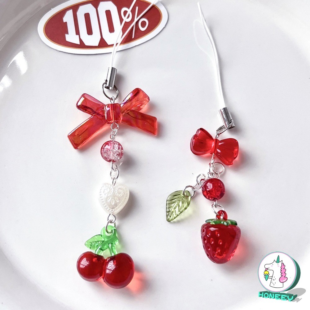 Phone Lanyard Charms Keychain Red Cherry Strawberry Phone Chain Sweet ...