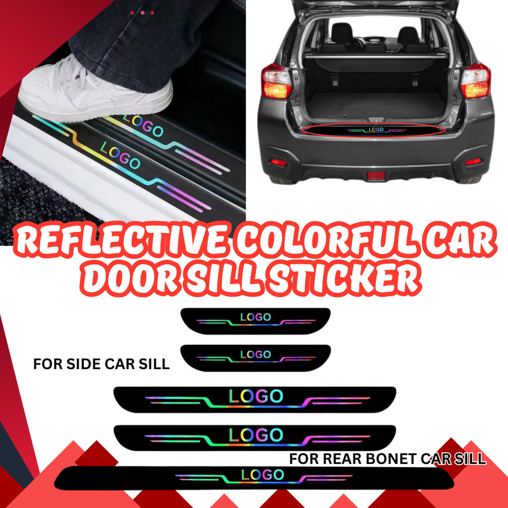 Colorful Reflective Laser Car Door Sill Strip Protector Stickers Auto ...