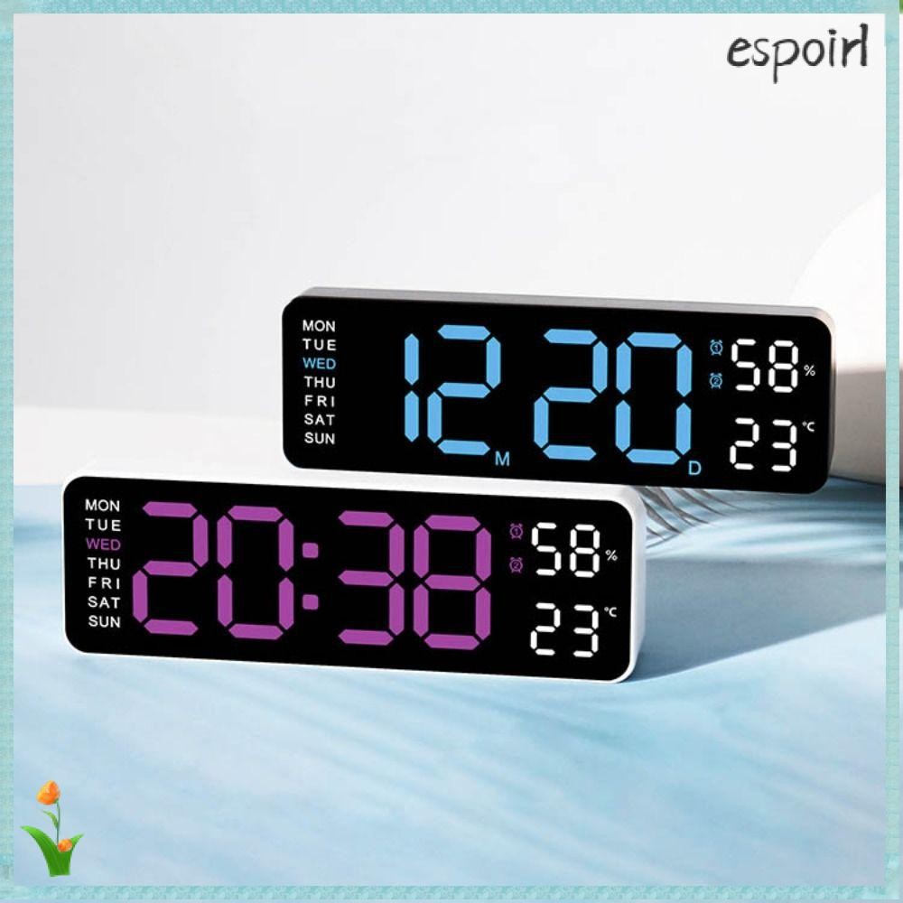 ESPOIR Electronic Wall Clock, Wall-mounted Multi-functional Digital LED ...