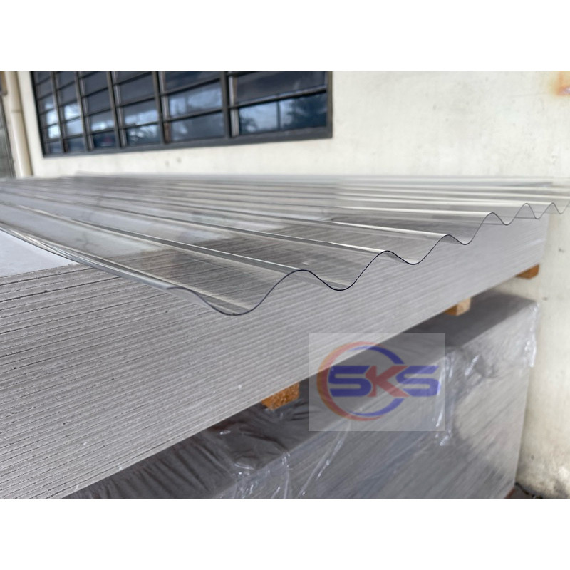 SKS 1mm Polycarbonate Corrugated Transparent Sheet Roofing Atap cerah ...