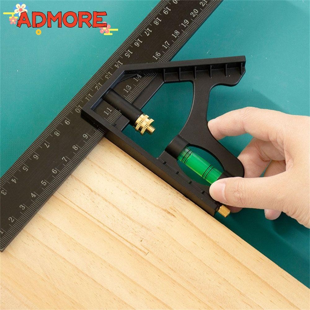 ADMORE Combination Right Angle Ruler, Adjustable 15/20/25cm Level Gauge ...