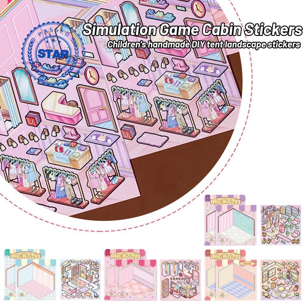 Cartoon Miniature Scene 3d Landscaping Stickers Visual Gift Stacking ...