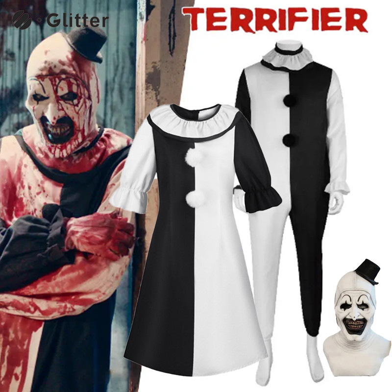 Terrifier 3 The Clown Cosplay Costume for Adult Men Horror Jumpsuit ...