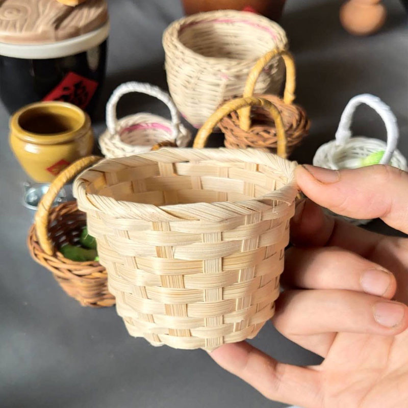 Pasu Bunga Taman Buluh Buatan Tangan Mini Bakul Penyimpanan Rotan ...