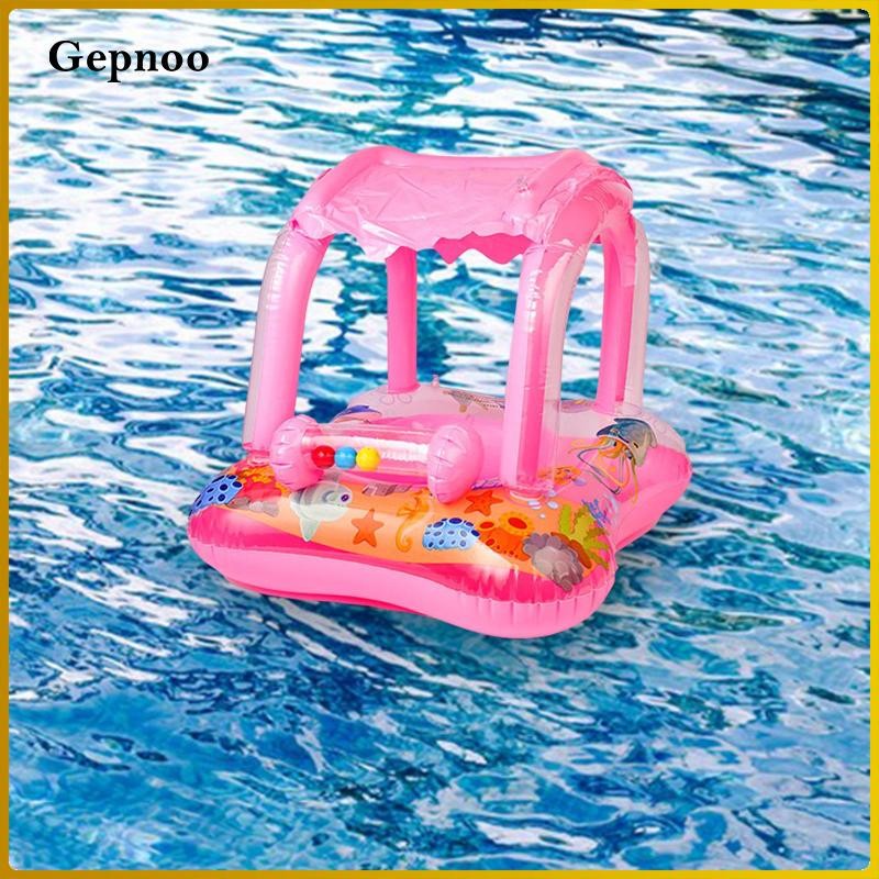 Gepnoo Pool Float with Canopy, Water Toy Pool Raft Lightweight Party ...