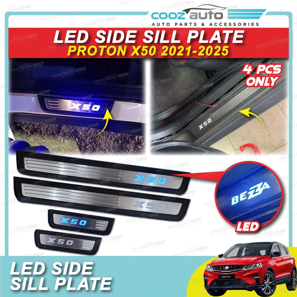 Proton X50 X-50 2021 - 2025 LED Door Side Sill Step Plates Blue Plat ...
