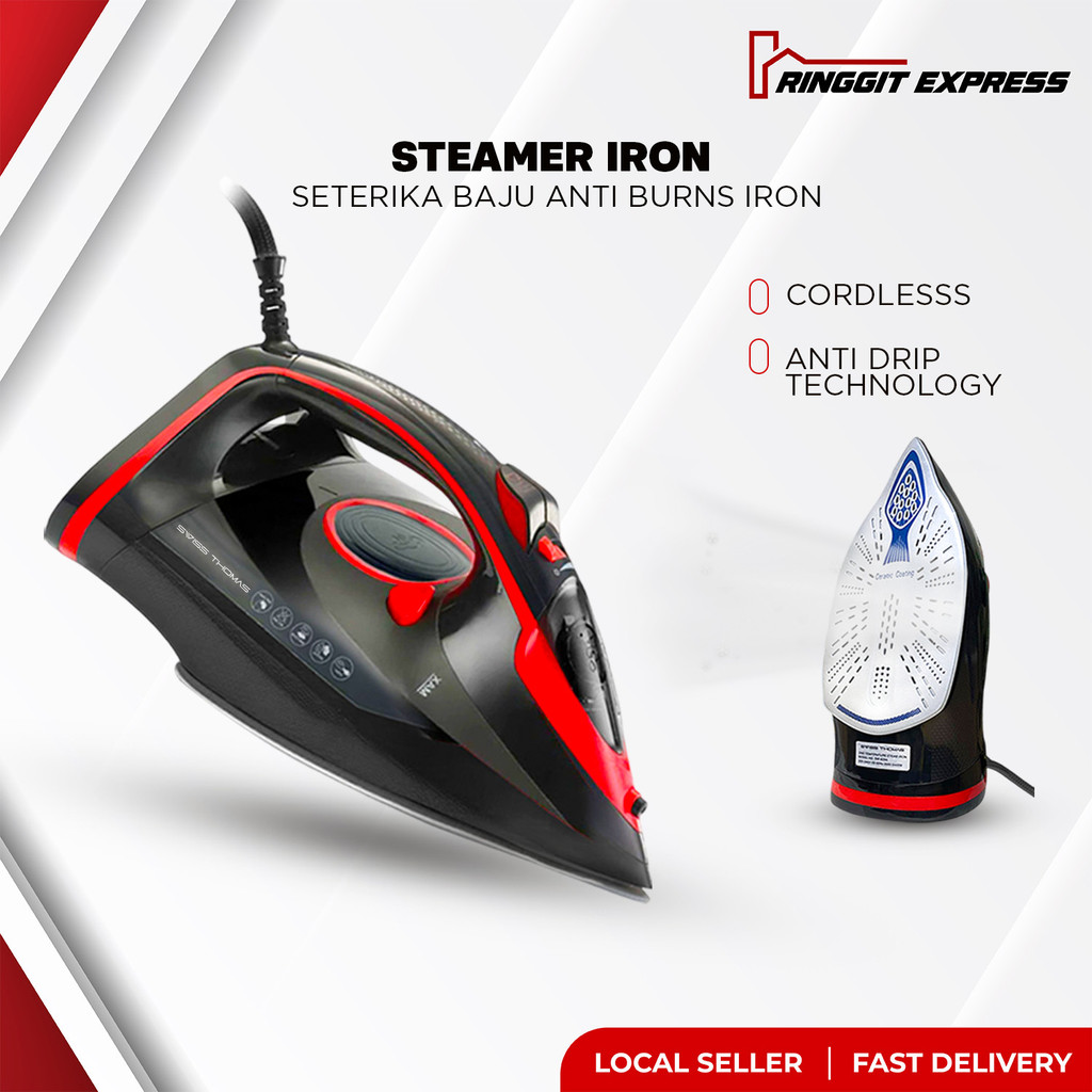 RinggitExpress 2400W Electric Ceramic Soleplate Garment Steam Iron ...