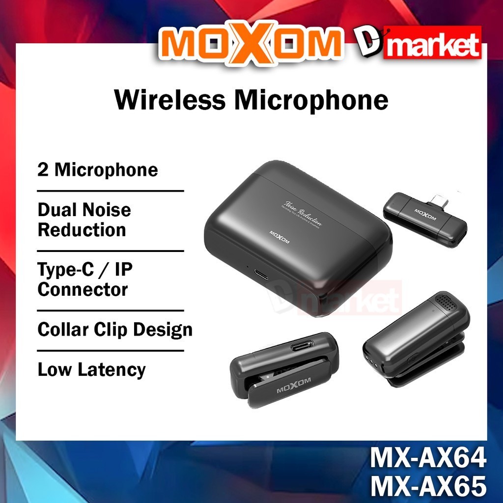 Moxom MX-AX64 Wireless Microphone Dual Noise Reduction Live Stream ...
