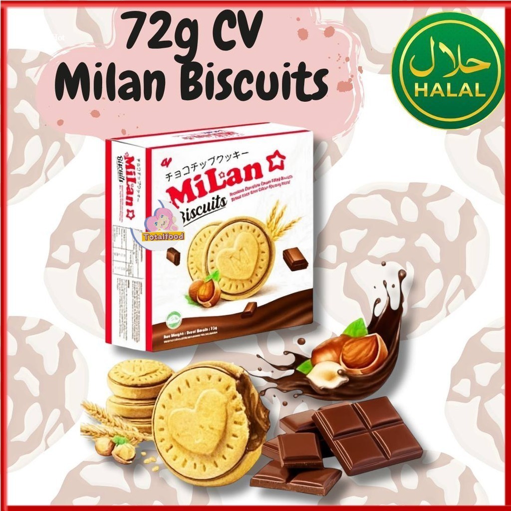 72g CV Milan Hazelnut Dark Chocolate Cream Filled Biscuits HALAL (TTF ...