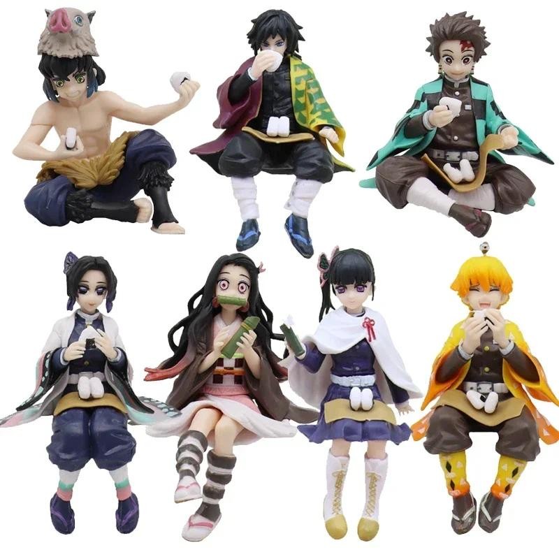 Anime Demon Slayer Sit Eating Rice Action Figure All Style Tanjirou ...