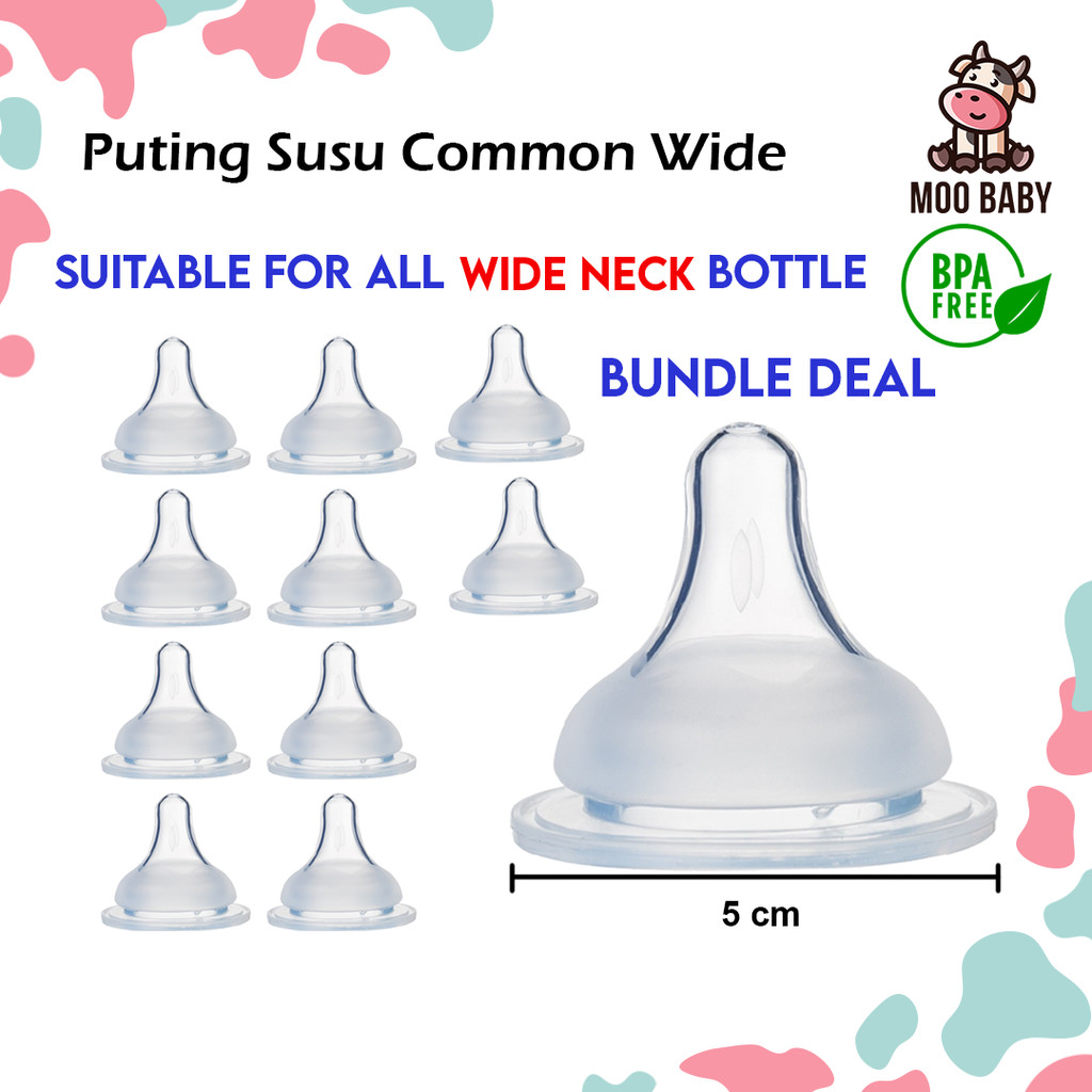 🐮Moo Baby Botol Susu Wide Neck Puting Susu Baby Puting Botol Susu Anti ...